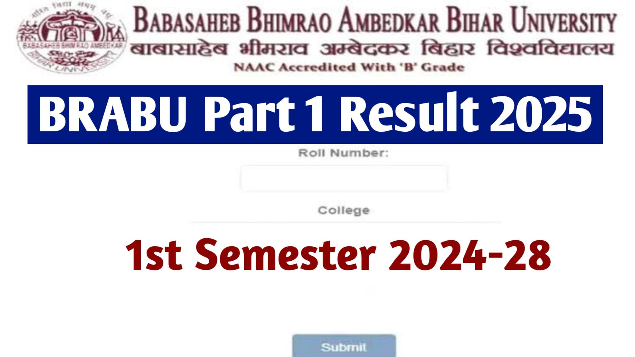 BRABU UG 1st Semester Result 2024-28: Check BRABU Part 1 Result 2024-28